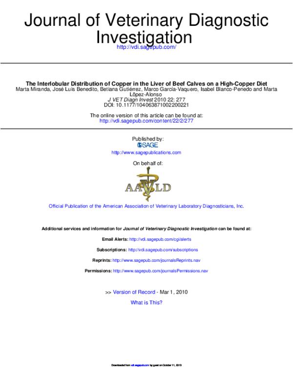(PDF) The Interlobular Distribution of Copper in the Liver of Beef ...