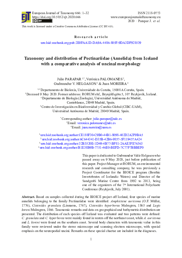 (PDF) Taxonomy and distribution of Pectinariidae (Annelida) from ...