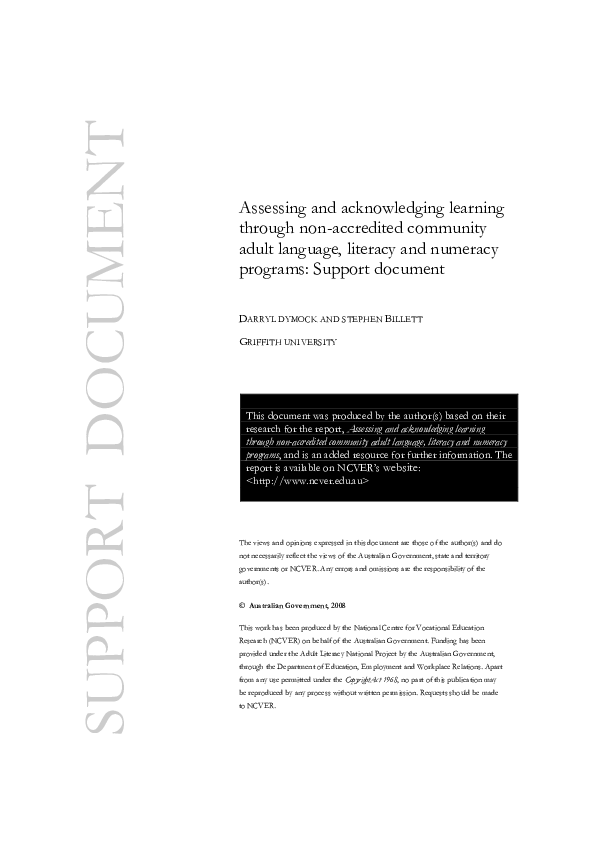 (PDF) Assessing and Acknowledging Learning through Non-Accredited Community Adult Language ...