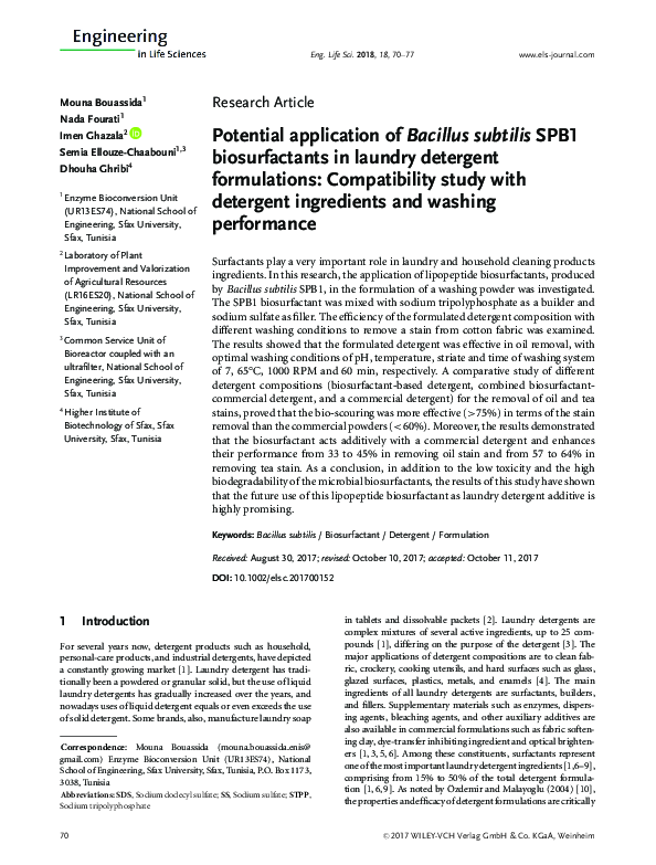 (PDF) Potential application of Bacillus subtilis SPB1 biosurfactants in ...