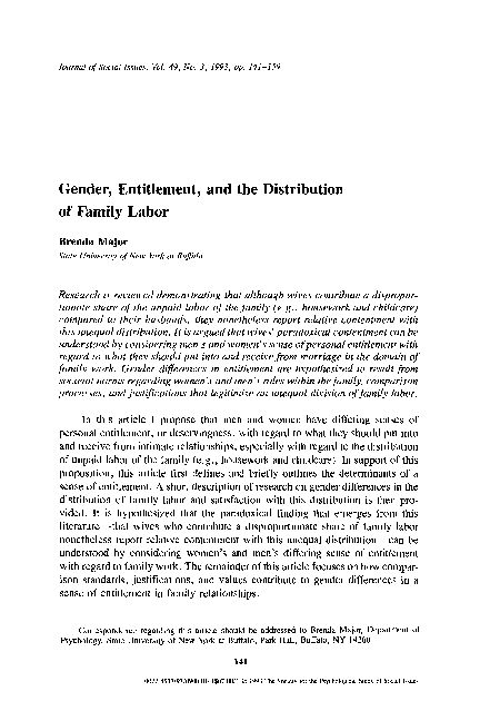 (PDF) Gender, Entitlement, and the Distribution of Family Labor