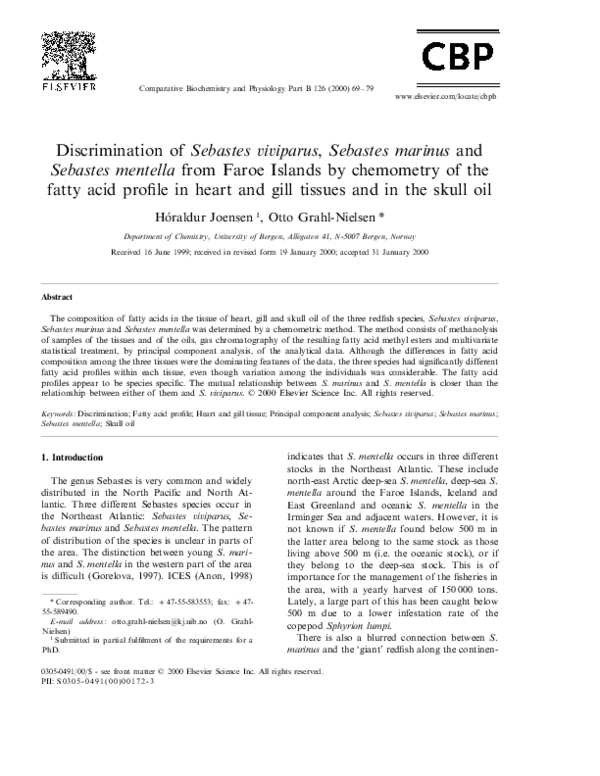 (PDF) Discrimination of Sebastes viviparus, Sebastes marinus and ...