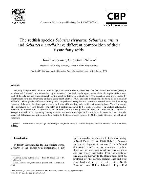 (PDF) The redfish species Sebastes viviparus, Sebastes marinus and ...