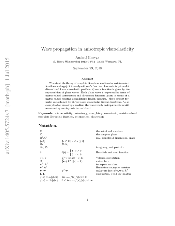 Pdf Wave Propagation In Anisotropic Viscoelasticity