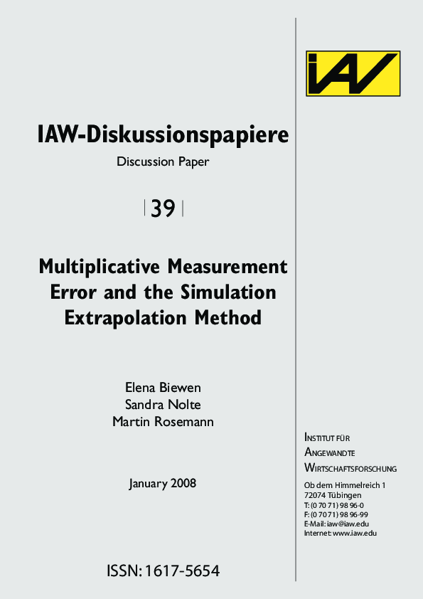 (PDF) Multiplicative Measurement Error and the Simulation Extrapolation Method