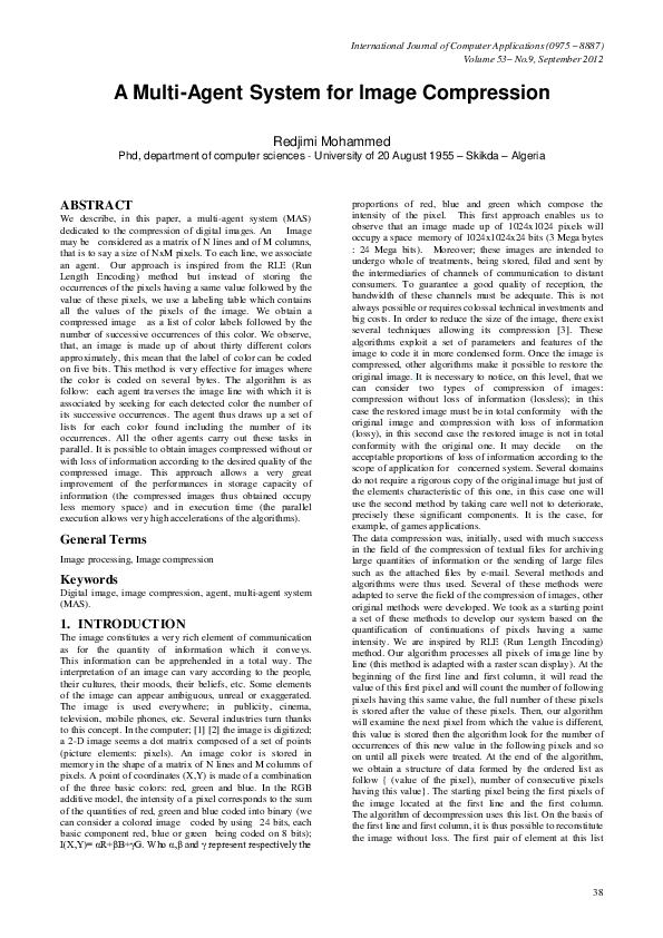 (PDF) A Multi-agent System for Image Compression | Mohammed Redjimi - Academia.edu