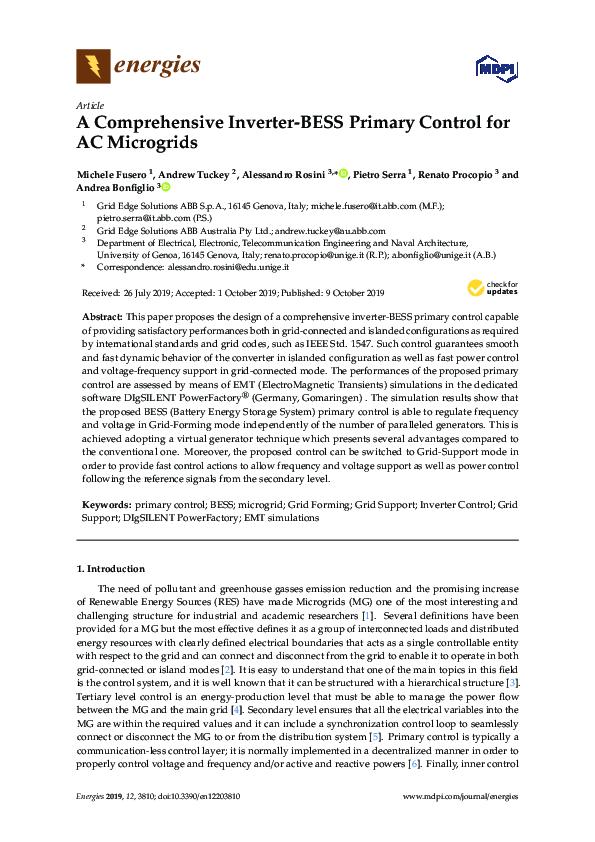 (PDF) A Comprehensive Inverter-BESS Primary Control for AC Microgrids