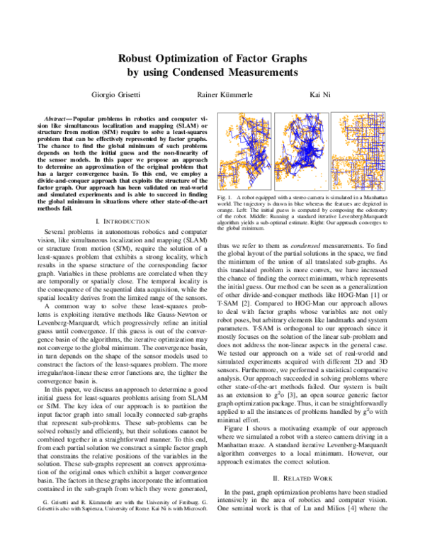 (PDF) Robust optimization of factor graphs by using condensed measurements