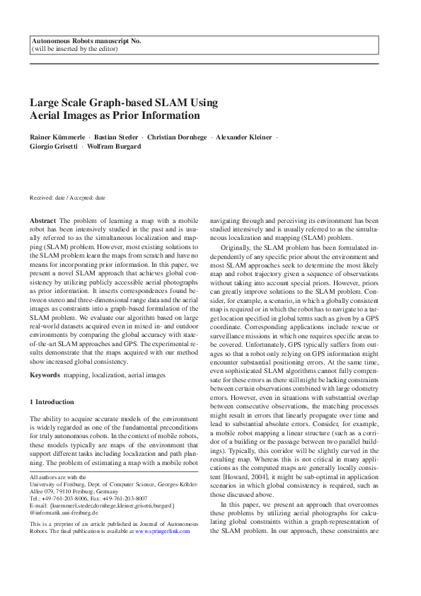 (PDF) Large scale graph-based SLAM using aerial images as prior information