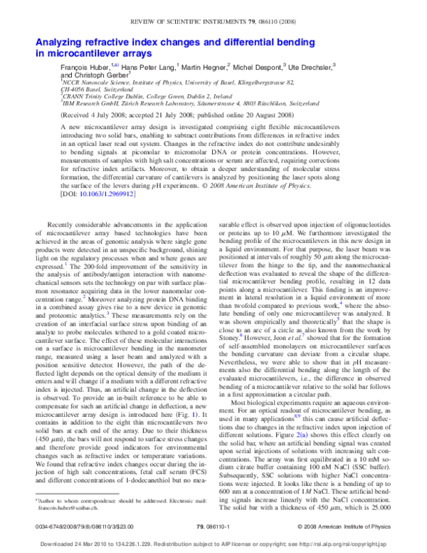 (PDF) Analyzing refractive index changes and differential bending in microcantilever arrays
