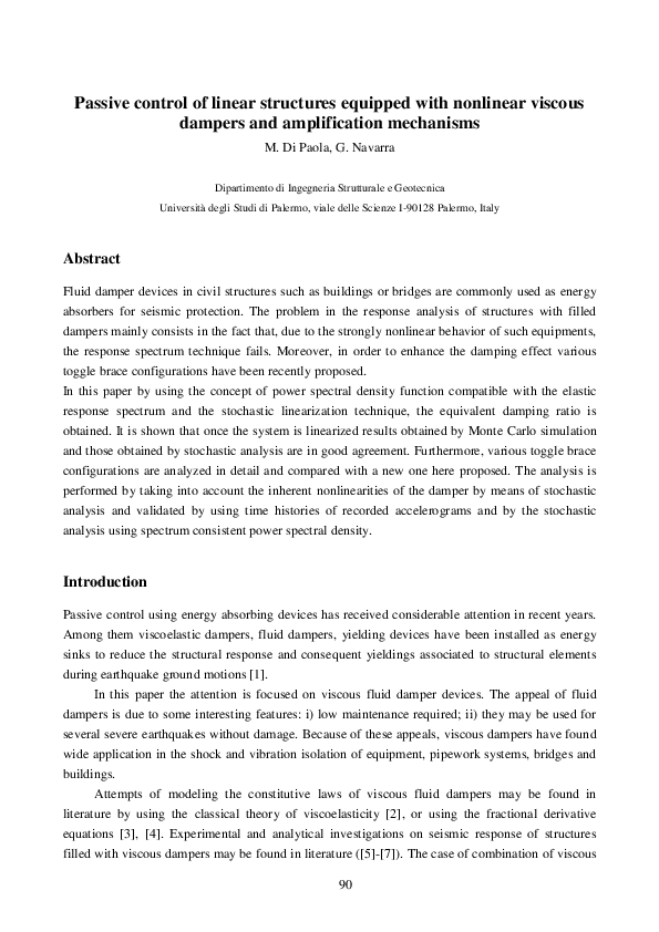 (PDF) Passive control of linear structures equipped with nonlinear viscous dampers and ...