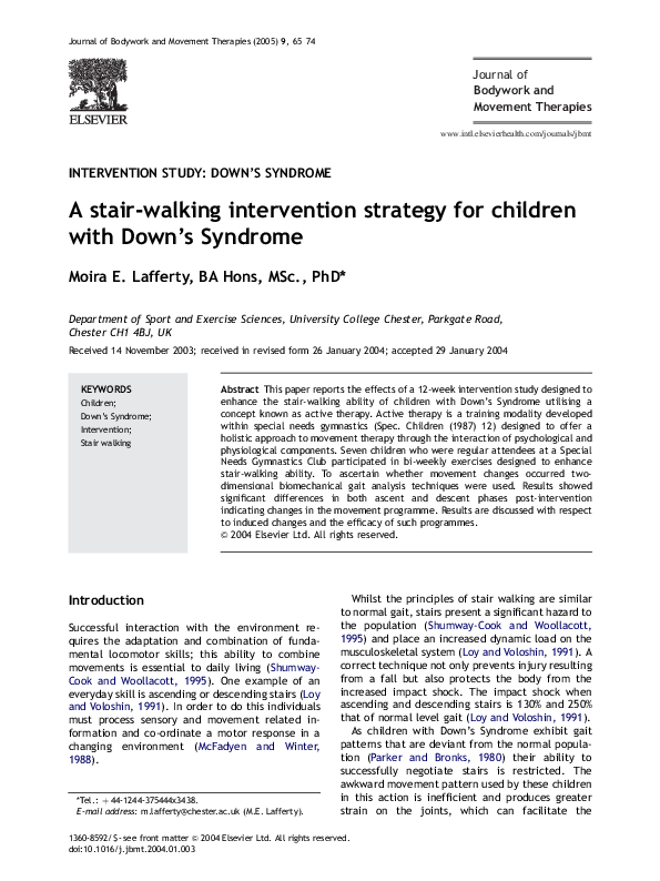(PDF) A stair-walking intervention strategy for children with Down's ...