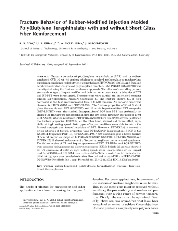 (PDF) Fracture Behavior of Rubber-Modified PBT