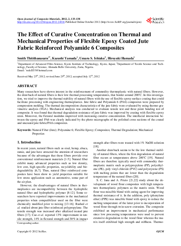 (PDF) The Effect of Curative Concentration on Thermal and Mechanical ...