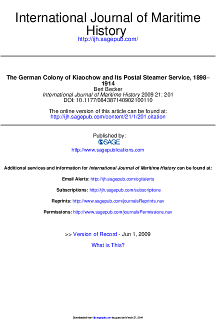 (PDF) The German Colony of Kiaochow and Its Postal Steamer Service 1898 ...