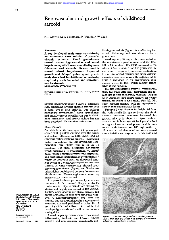 (PDF) Renovascular and growth effects of childhood sarcoid