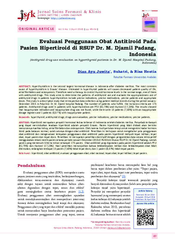 (PDF) Evaluasi Penggunaan Obat Antitiroid Pada Pasien Hipertiroid di ...