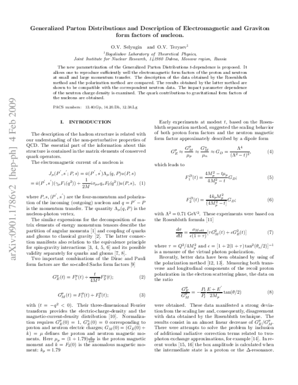 (PDF) Generalized parton distributions and description of ...