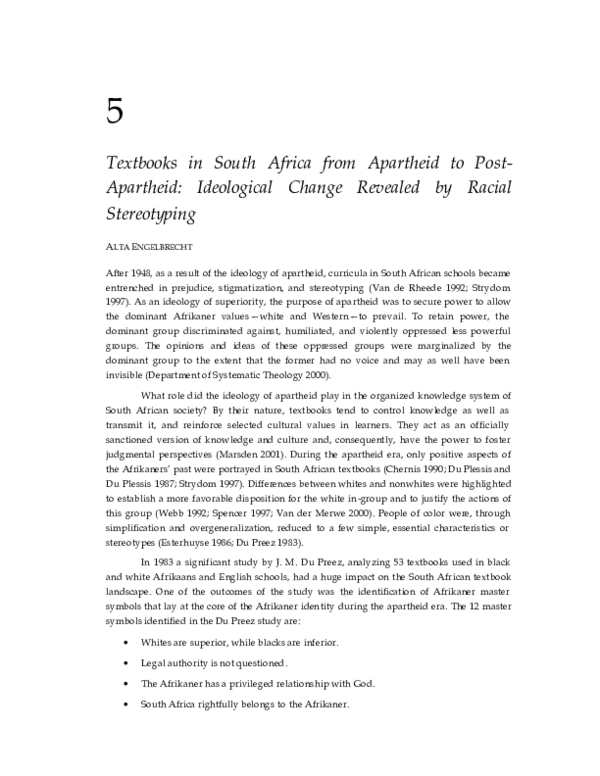 (PDF) Textbooks in South Africa from Apartheid to Post - Apartheid ...