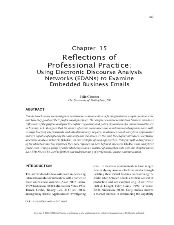(PDF) Reflections of Professional Practice