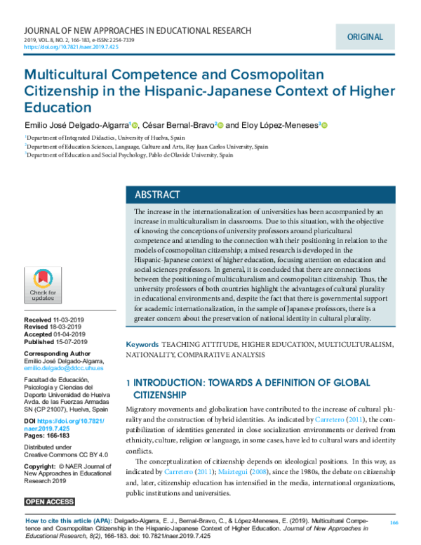 (PDF) Multicultural Competence and Cosmopolitan Citizenship in the ...