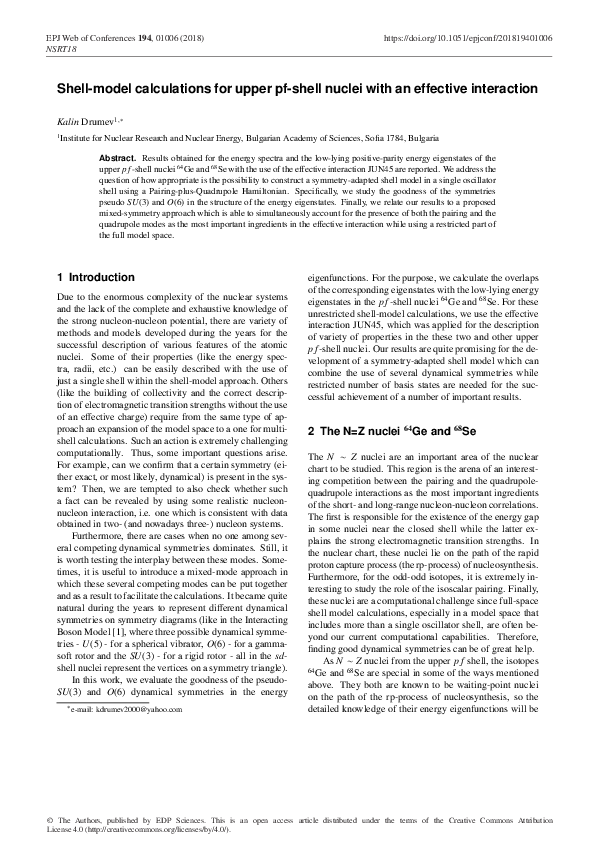 (PDF) Shell-model calculations for upper pf-shell nuclei with an effective interaction