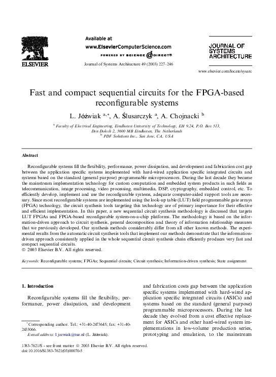 Pdf Fast And Compact Sequential Circuits For The Fpga Based