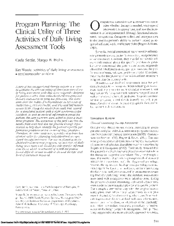 (PDF) Program Planning: The Clinical Utility of Three Activities of ...