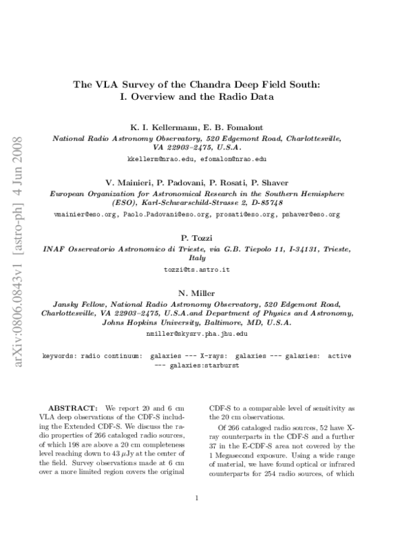 (PDF) The VLA Survey of the Chandra Deep Field–South. I. Overview and ...
