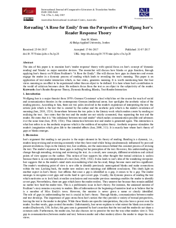 (PDF) Rereading 'A Rose for Emily' from the Perspective of Wolfgang ...