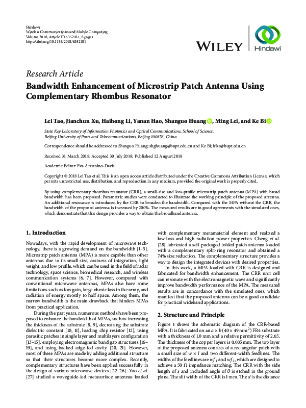 (PDF) Bandwidth enhancement of microstrip patch antennas by implementing electromagnetic bandgap ...