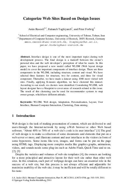 (PDF) Categorize Web Sites Based on Design Issues