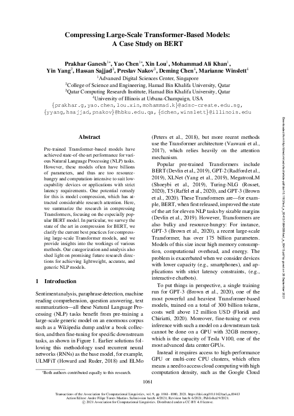(PDF) Compressing Large-Scale Transformer-Based Models: A Case Study on BERT