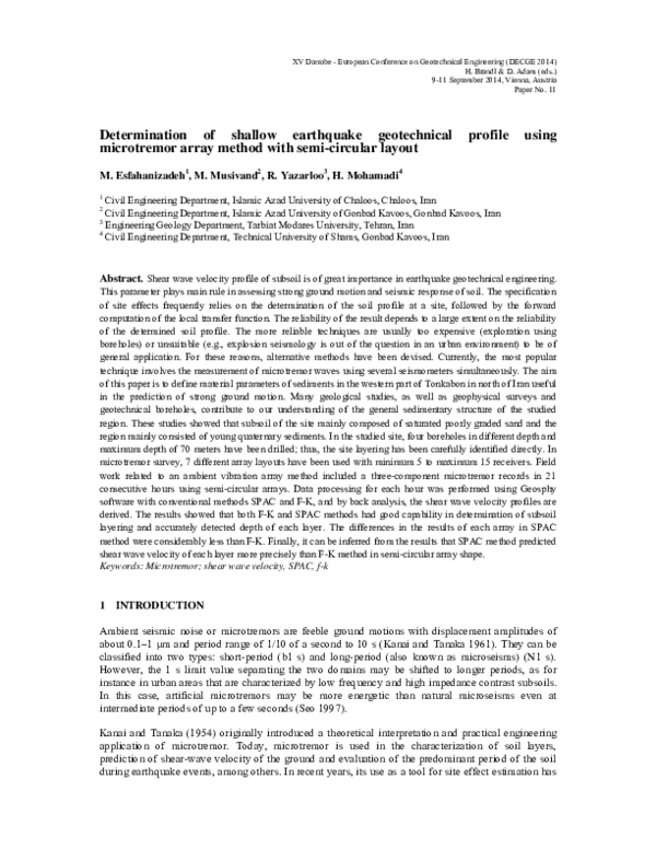 Pdf Determination Of Shallow Earthquake Geotechnical Profile Using Microtremor Array Method
