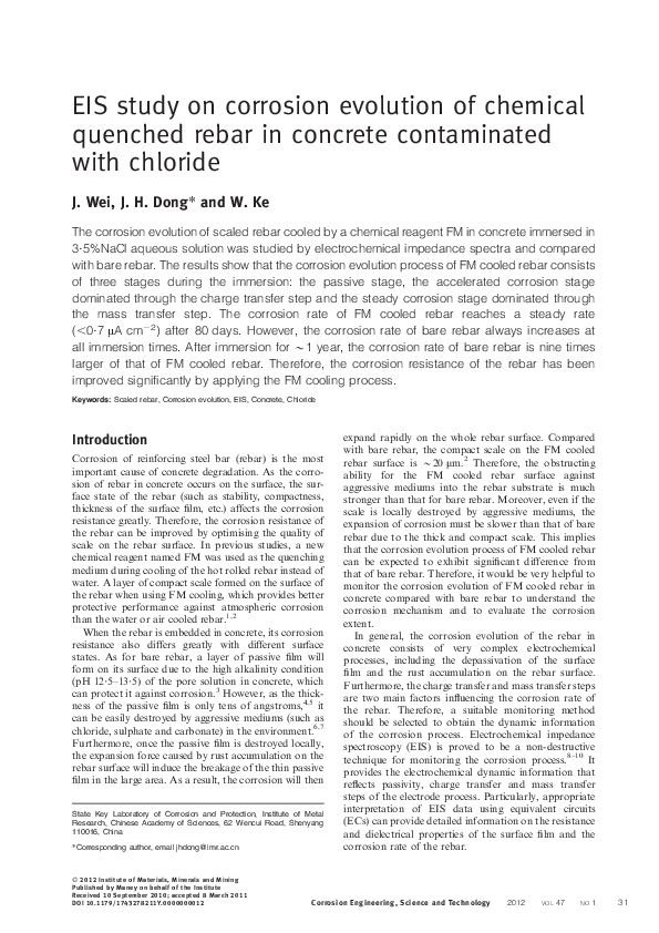 (PDF) EIS study on corrosion evolution of chemical quenched rebar in ...