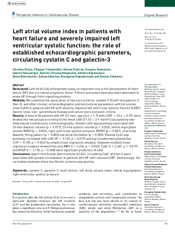 (PDF) Left atrial volume index in patients with heart failure and ...
