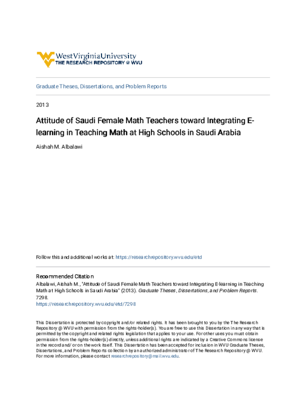 (PDF) Attitude of Saudi Female Math Teachers toward Integrating E ...