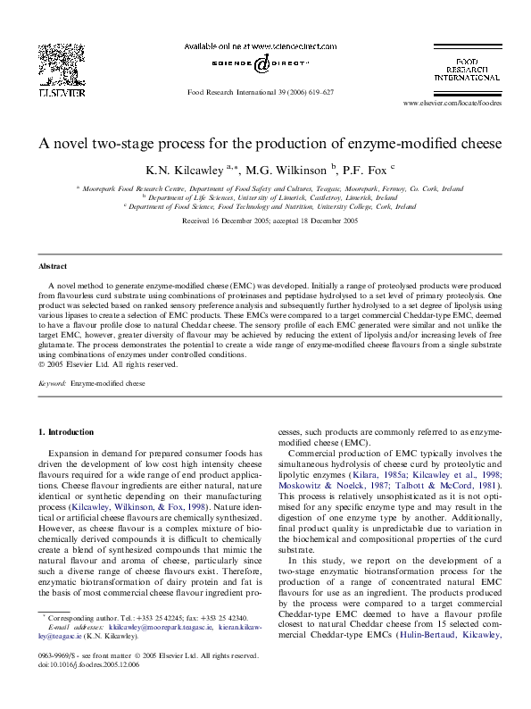 (PDF) A novel two-stage process for the production of enzyme-modified ...