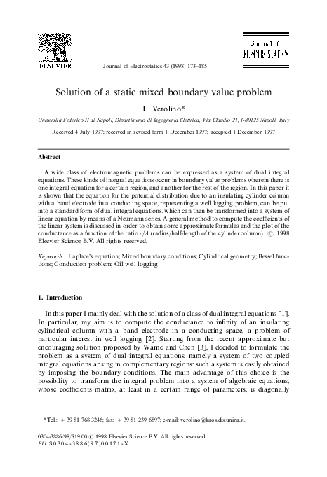 (PDF) Solution of a static mixed boundary value problem