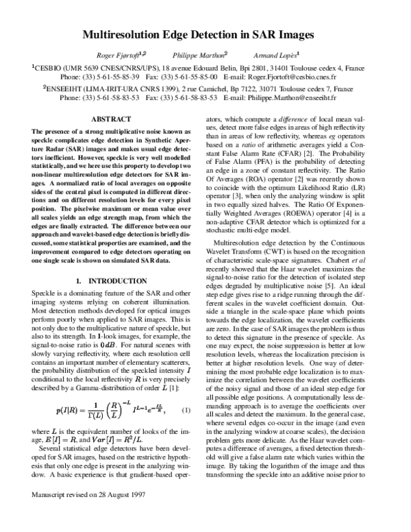 (PDF) Multiresolution Edge Detection in SAR Images