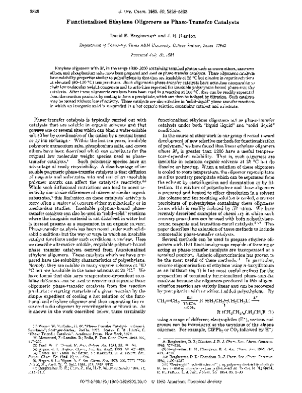 (PDF) Functionalized ethylene oligomers as phase-transfer catalysts