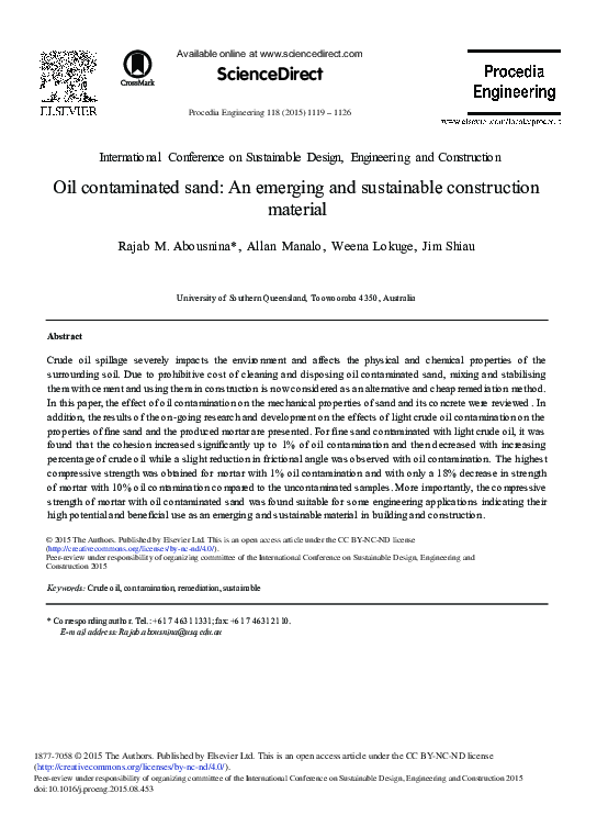 (PDF) Oil Contaminated Sand: An Emerging and Sustainable Construction ...