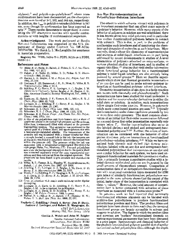 (PDF) Azo dye stereoisomerization at polyethylene-solution interfaces