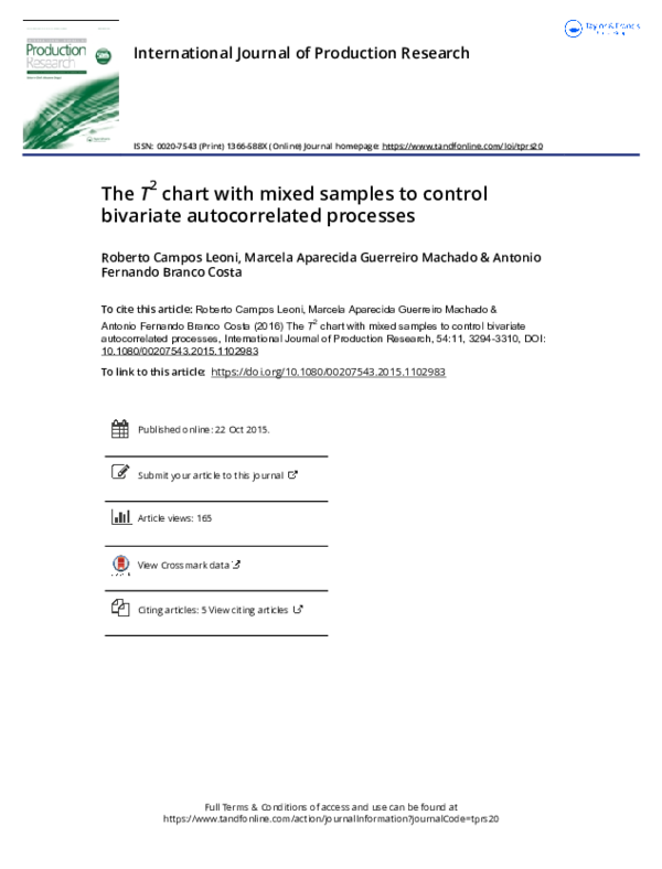 (PDF) The T 2 chart with mixed samples to control bivariate autocorrelated processes