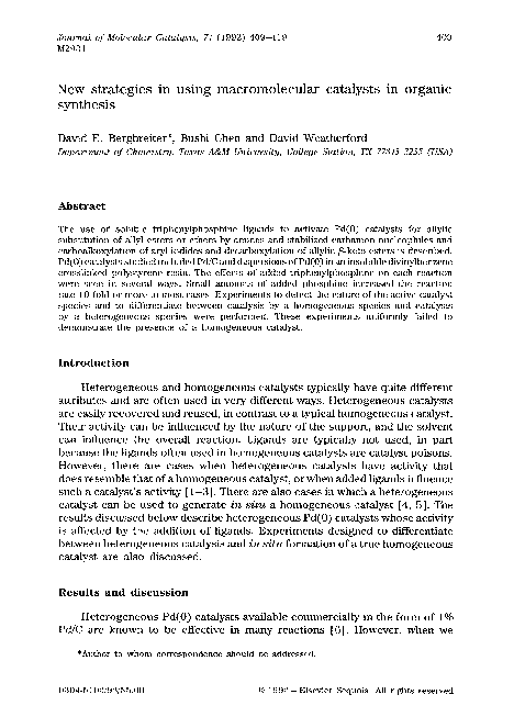 (PDF) New strategies in using macromolecular catalysts in organic synthesis