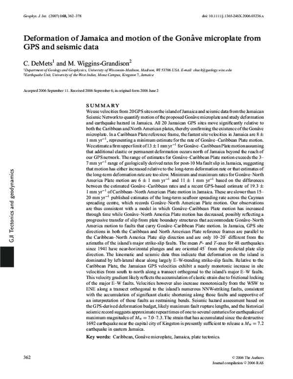 (PDF) Deformation of Jamaica and motion of the Gonâve microplate from ...