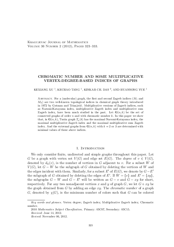 (PDF) Chromatic number and some multiplicative vertex-degree-based indices of graphs