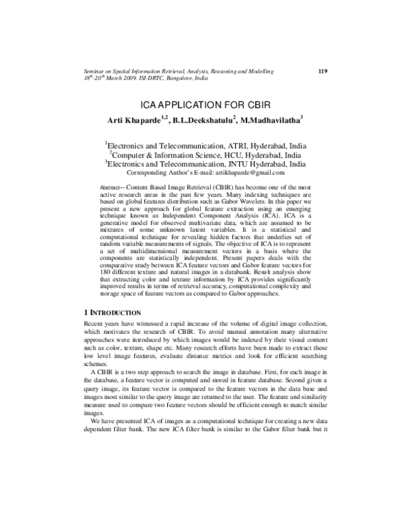 (PDF) Ica Application for Cbir