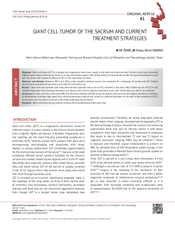 (PDF) Giant Cell Tumor of the Sacrum and Current Treatment Strategies