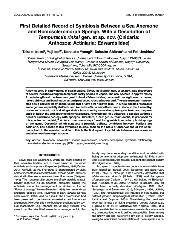(PDF) First Detailed Record of Symbiosis Between a Sea Anemone and ...
